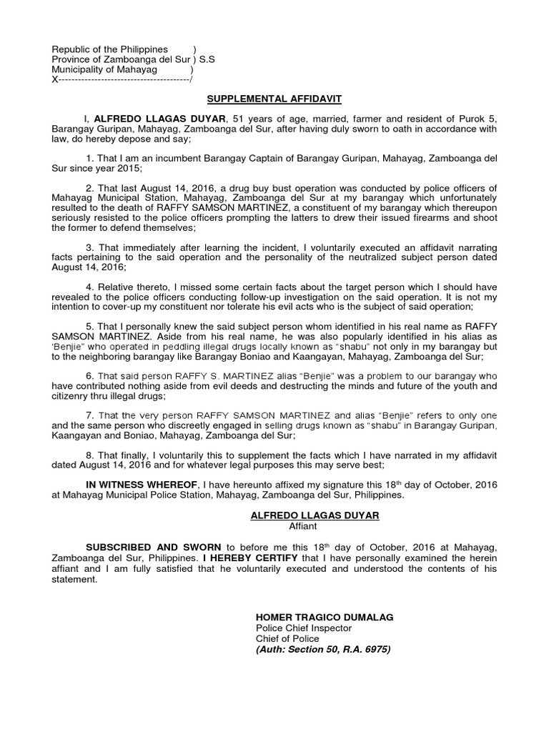 Affidavit For Moto Propio | PDF | Affidavit | Government Information