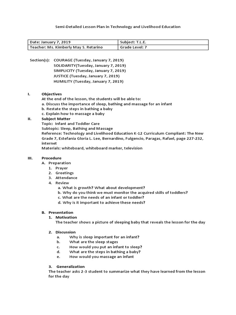 Semi Detailed Lesson Plan in TLE 78 | PDF | Education Theory | Teachers