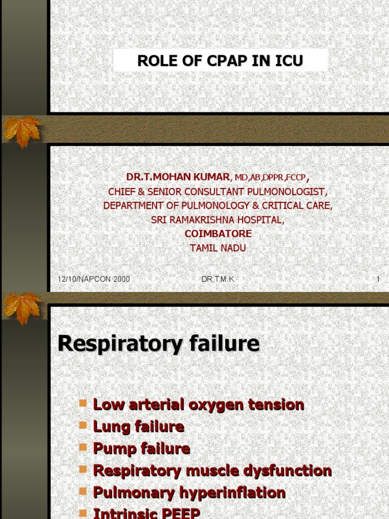 Role of CPAP in ICU | PDF | Pulmonology | Respiratory System