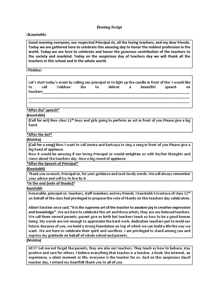Hosting Script | PDF | Teachers