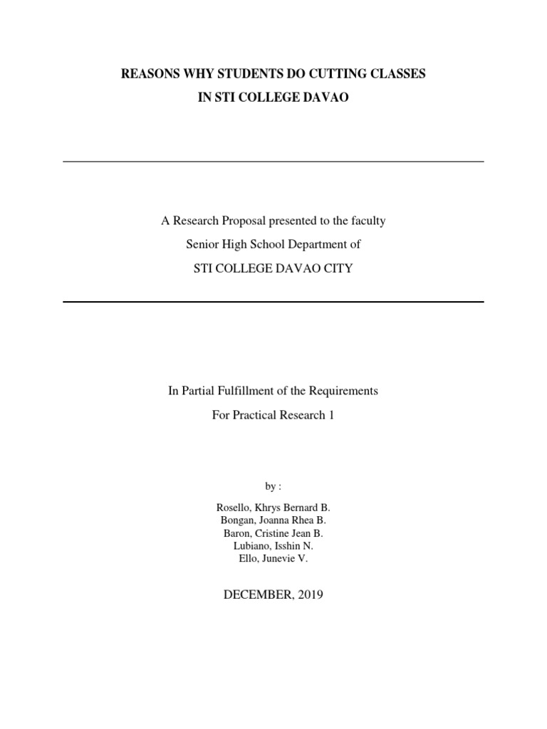 Reasons Why Students Do Cutting Classes | PDF | Psychological Concepts ...