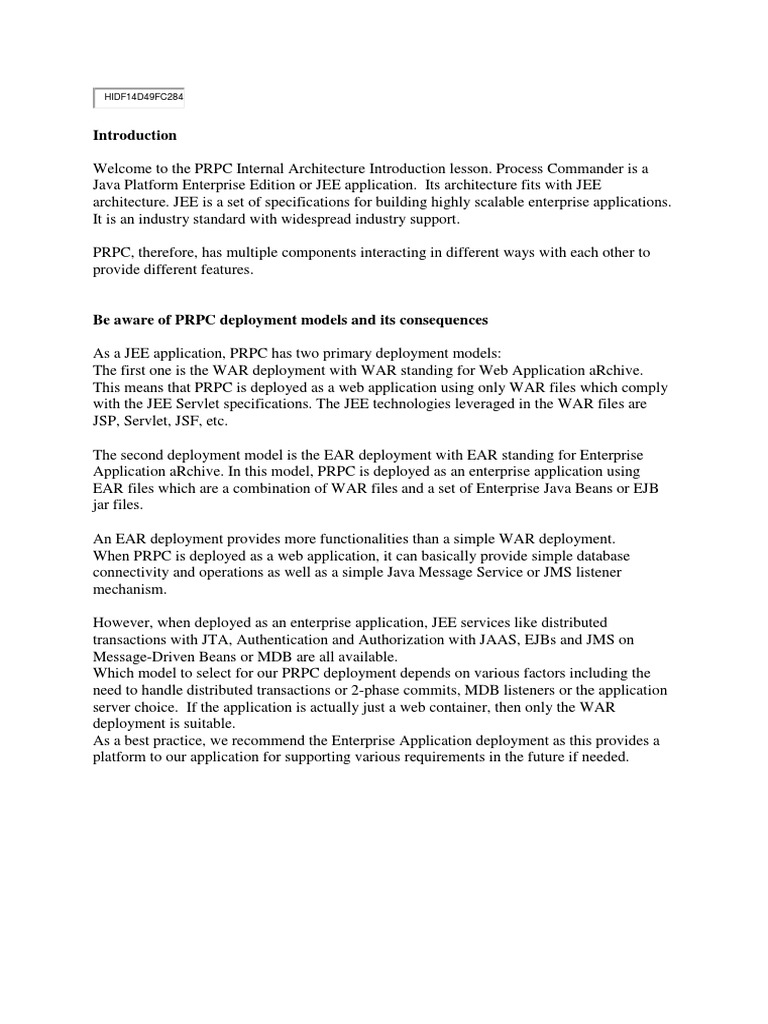 PRPC Architecture EAR | PDF | Enterprise Java Beans | Java Servlet