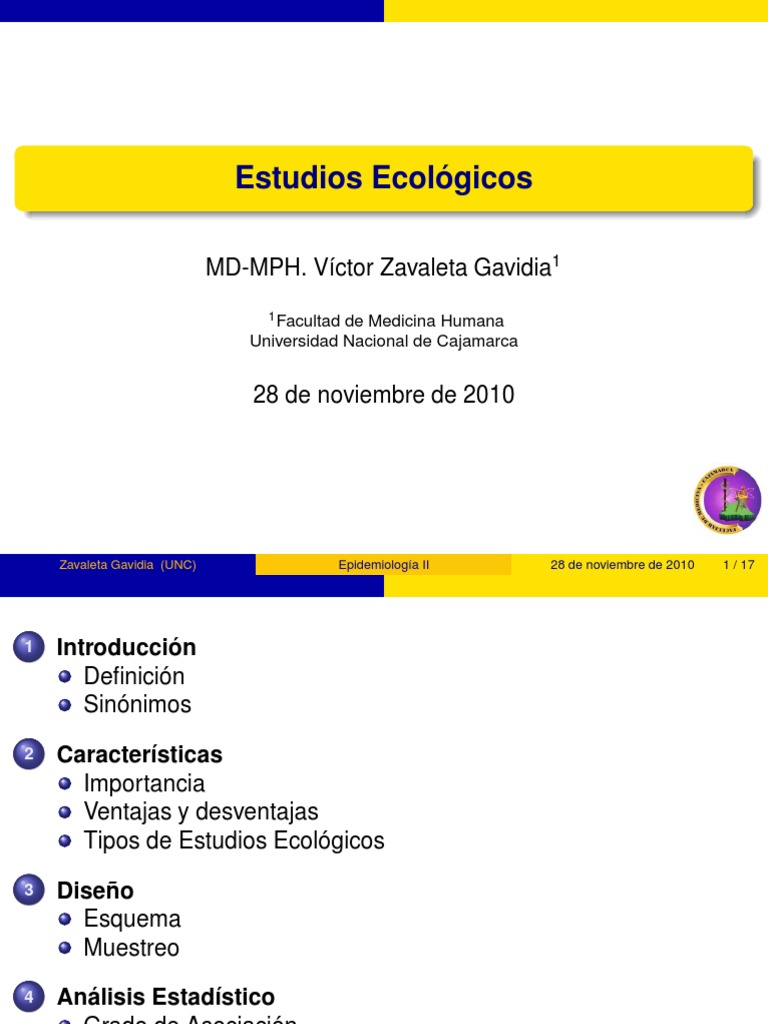 Estudios Ecologicos | Descargar gratis PDF | Epidemiología | Muestreo ...