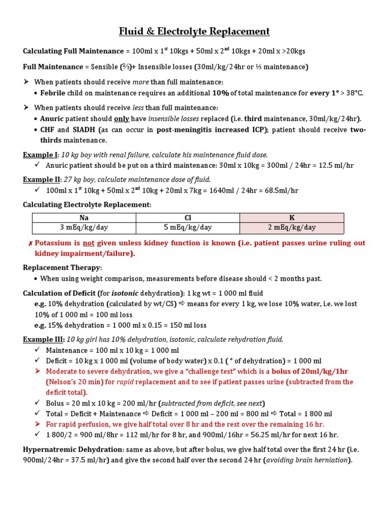 Pediatric Fluid Management Guidelines | PDF | Dehydration | Rtt