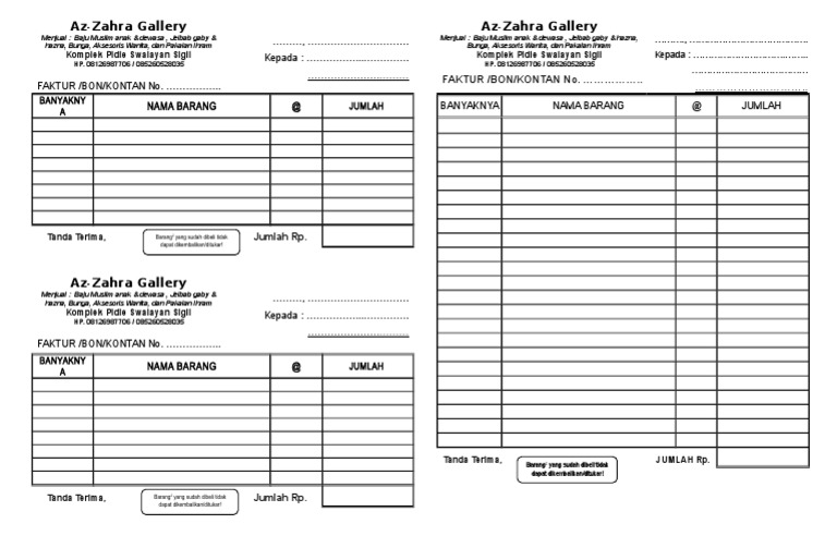 Nota Toko Baju 3x1 | PDF