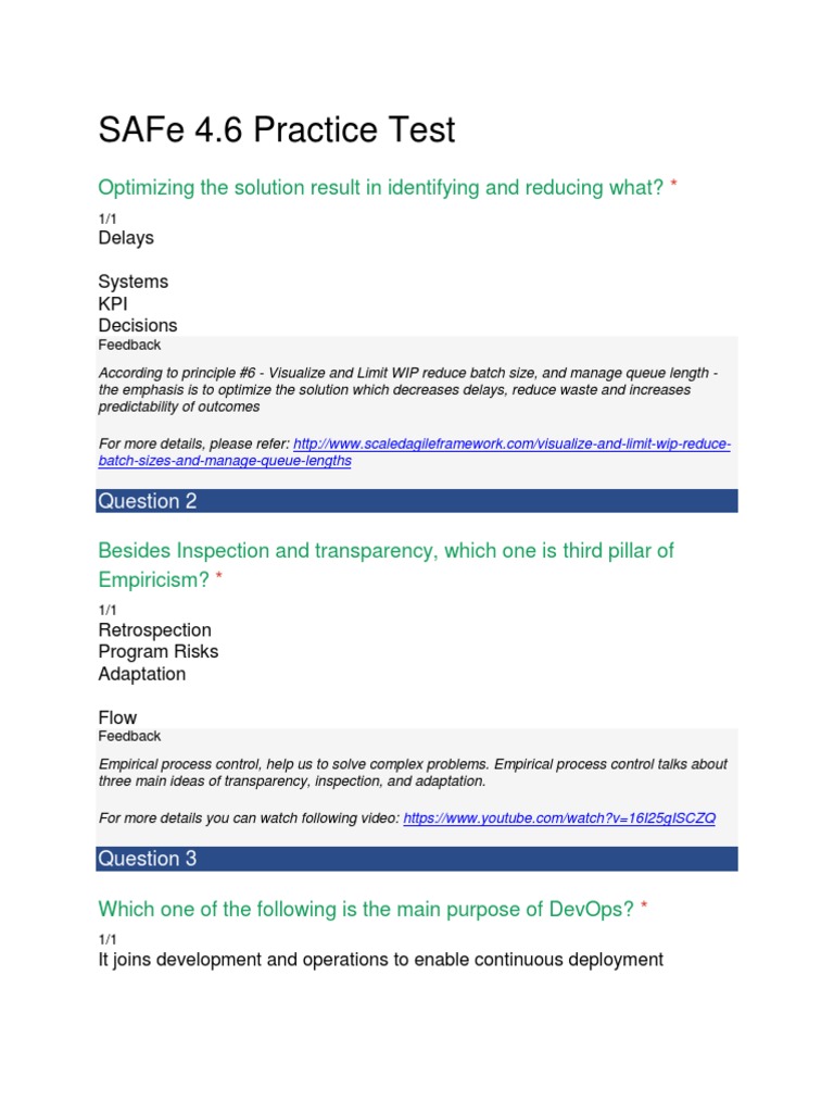 SAFE Practice Test 4.6 | PDF | Scrum (Software Development) | Agile ...