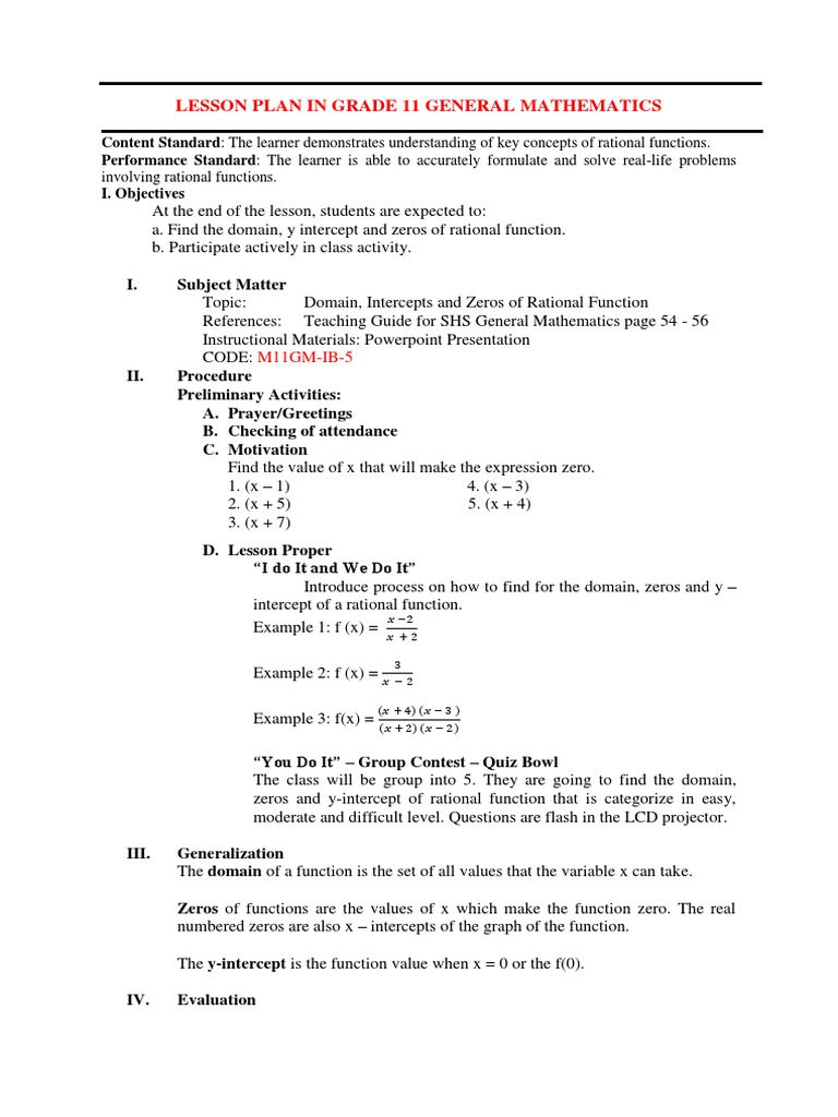 M11GM Ib 5 | Download Free PDF | Function (Mathematics) | Lesson Plan
