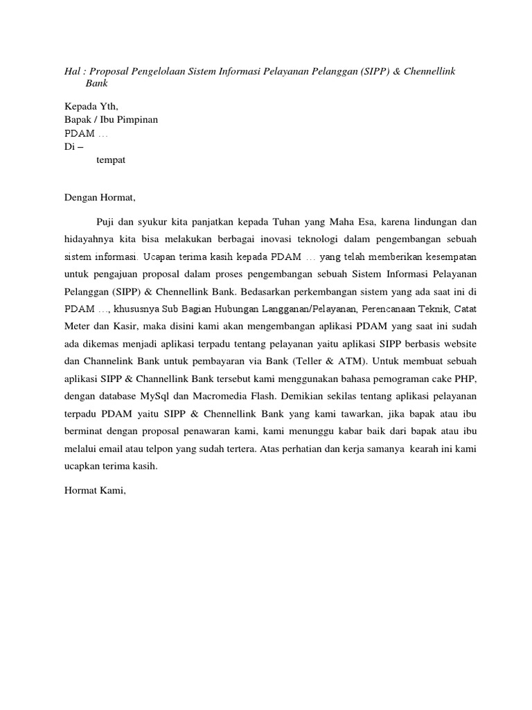 Proposal Aplikasi Sipp Pdam | PDF | Bisnis | Teknologi & Rekayasa