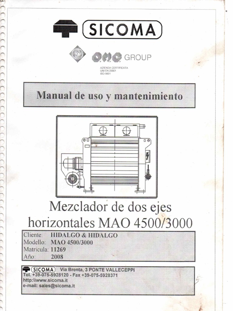 Manual de Partes Mezclador Sicoma Mao 4500 3000 PDF | PDF