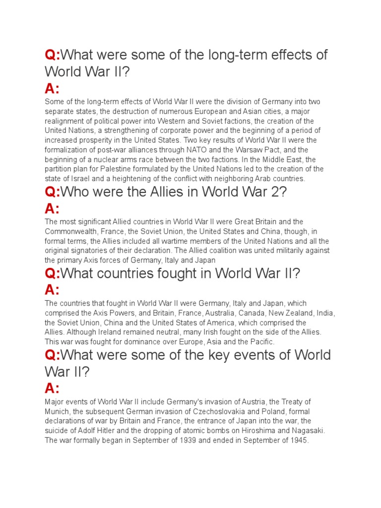 Effects of World War 2 English Activity Fa3 | PDF | Allies Of World War ...
