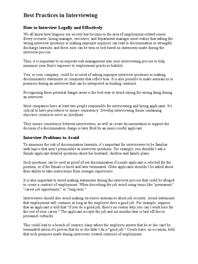 Best Practices in Interviewing | PDF | Competence (Human Resources ...