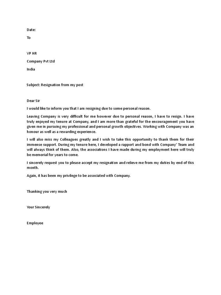 Resing Letter Sample | PDF