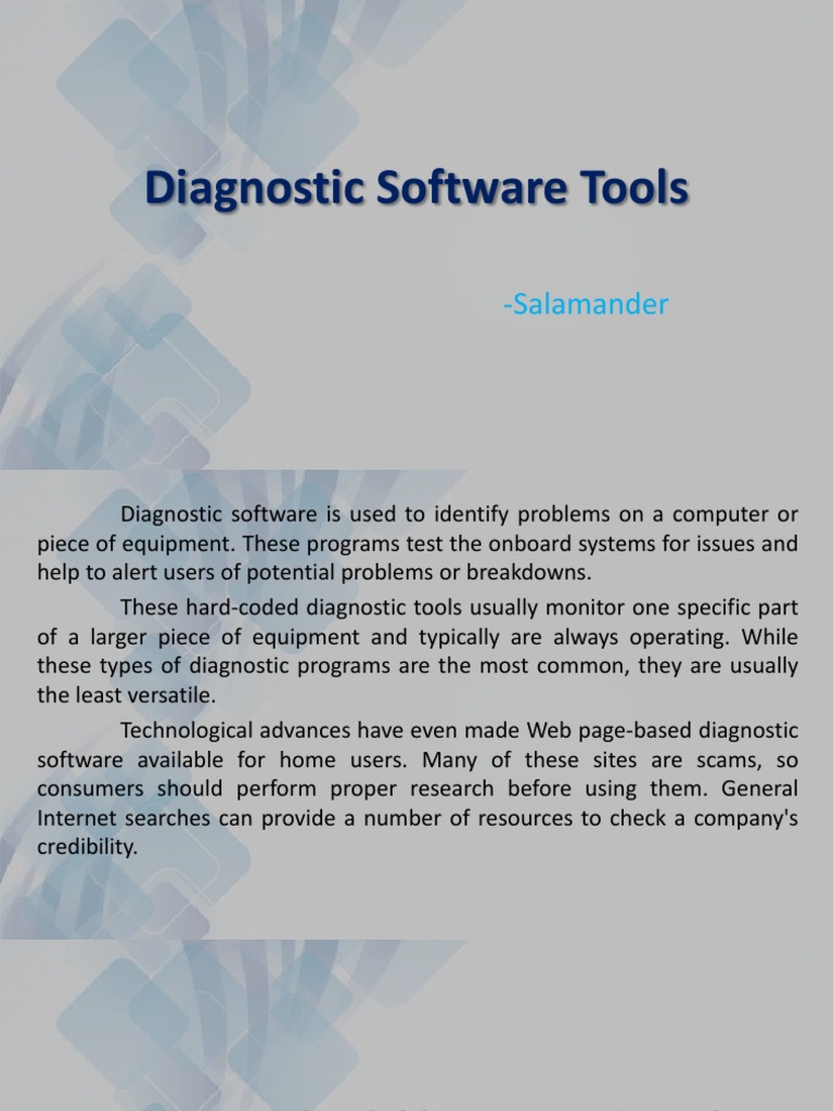 Diagnostic Software Tools | PDF | Vacuum Cleaner | Cd Rom