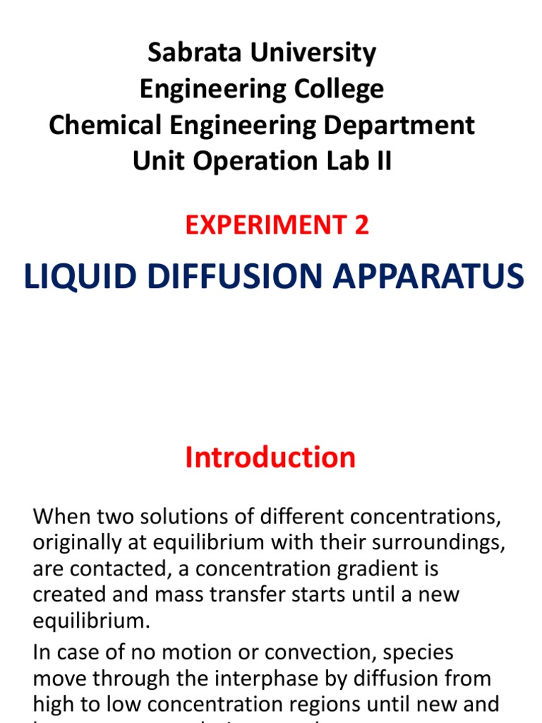 Determining the Diffusion Coefficient of NaCl Through Liquid Diffusion ...