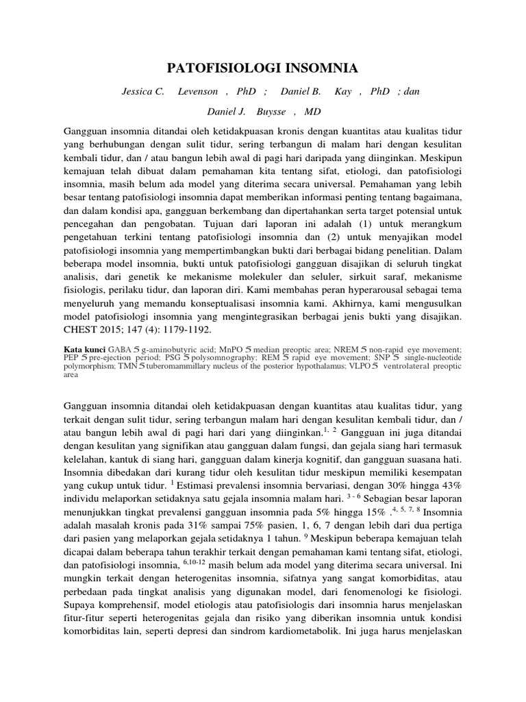 Model Patofisiologi Insomnia Terbaru | PDF | Sains & Matematika