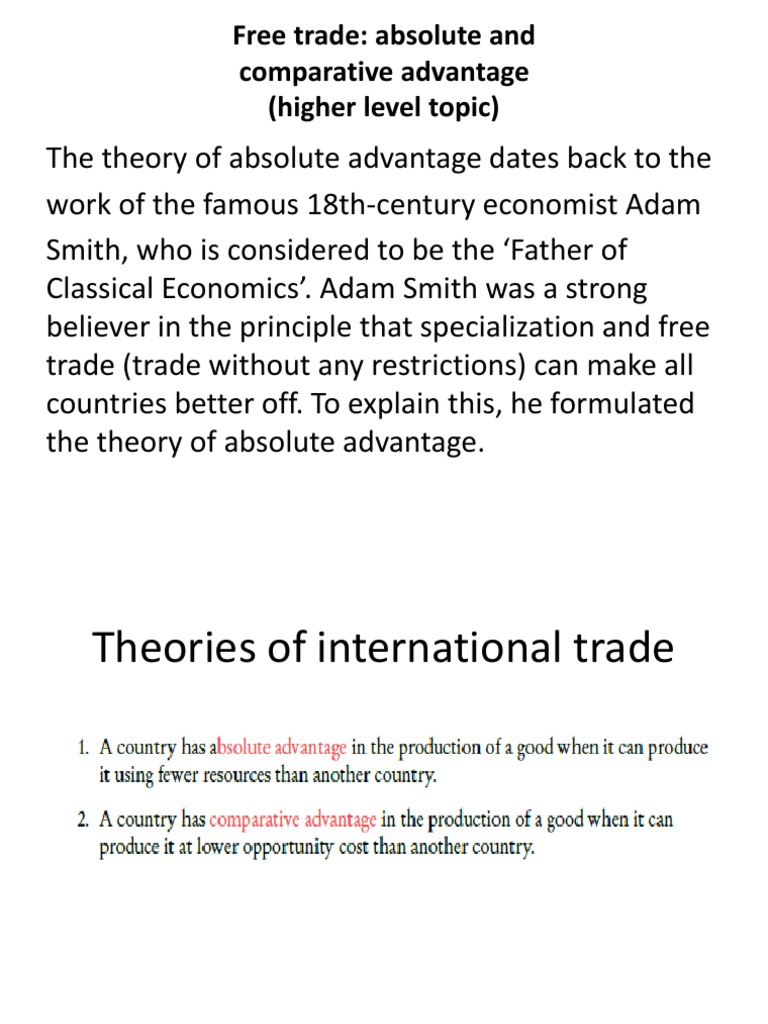 Absolute Cost and Comparative Cost Advantages | PDF | Comparative ...