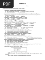 Science 8 Exam 3rd Quarter | PDF | Matter | Chemical Elements