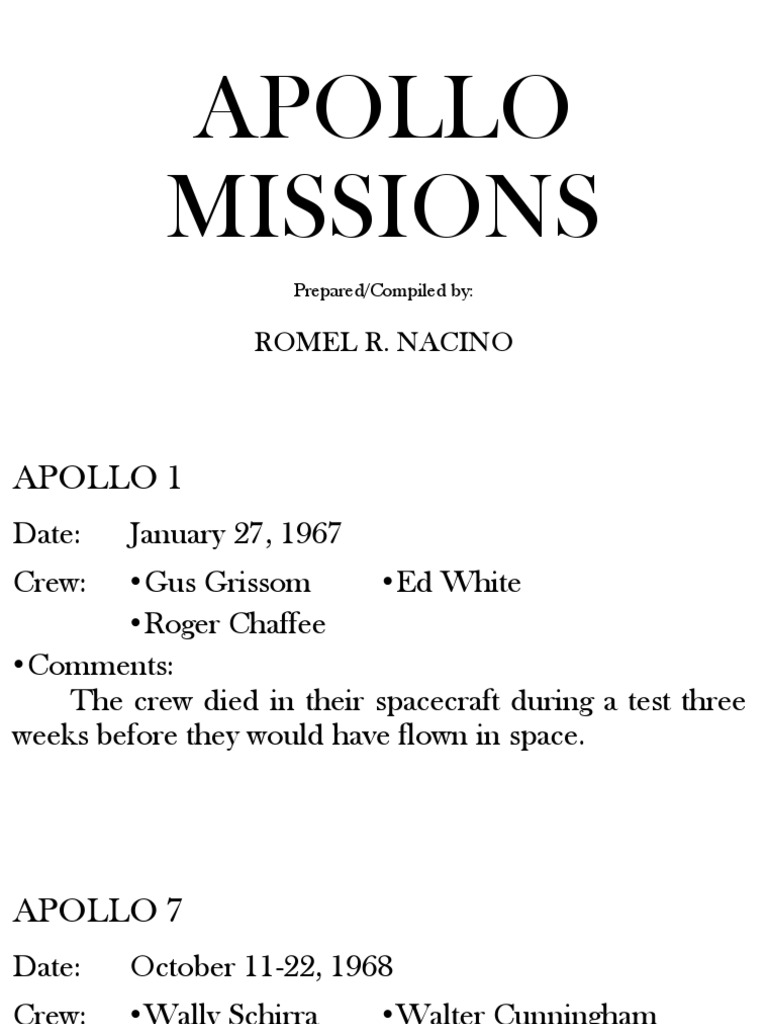Apollo Missions | PDF | Apollo Program | Apollo 1