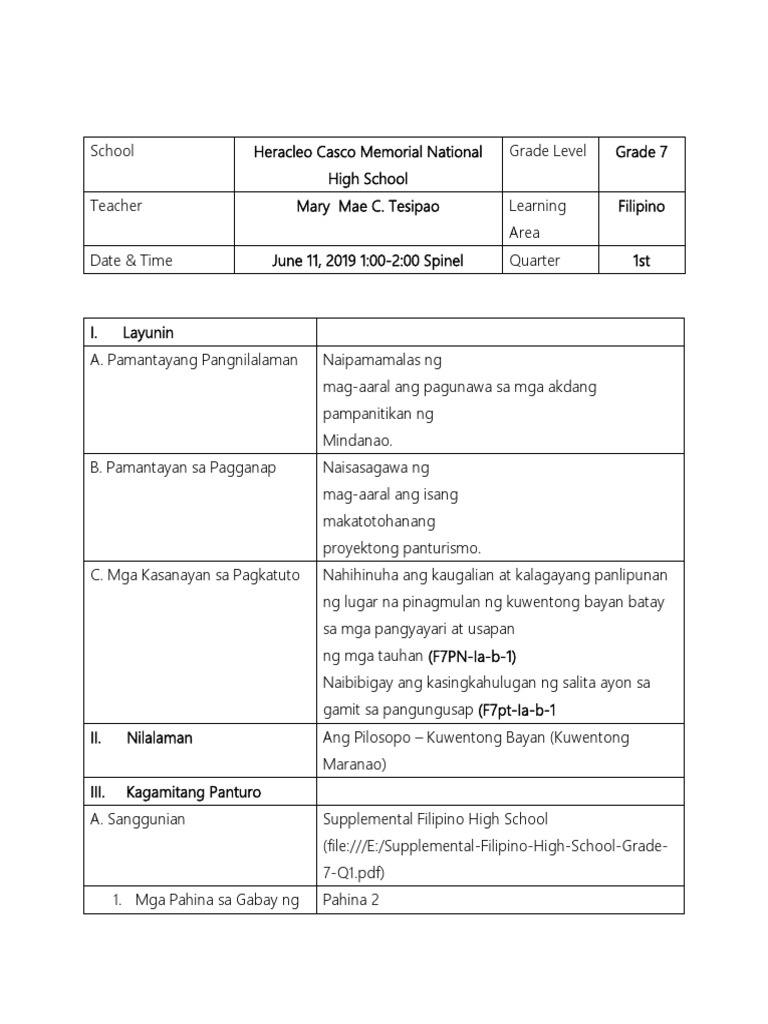 DLP-FORMAT1st Lesson Plan | PDF
