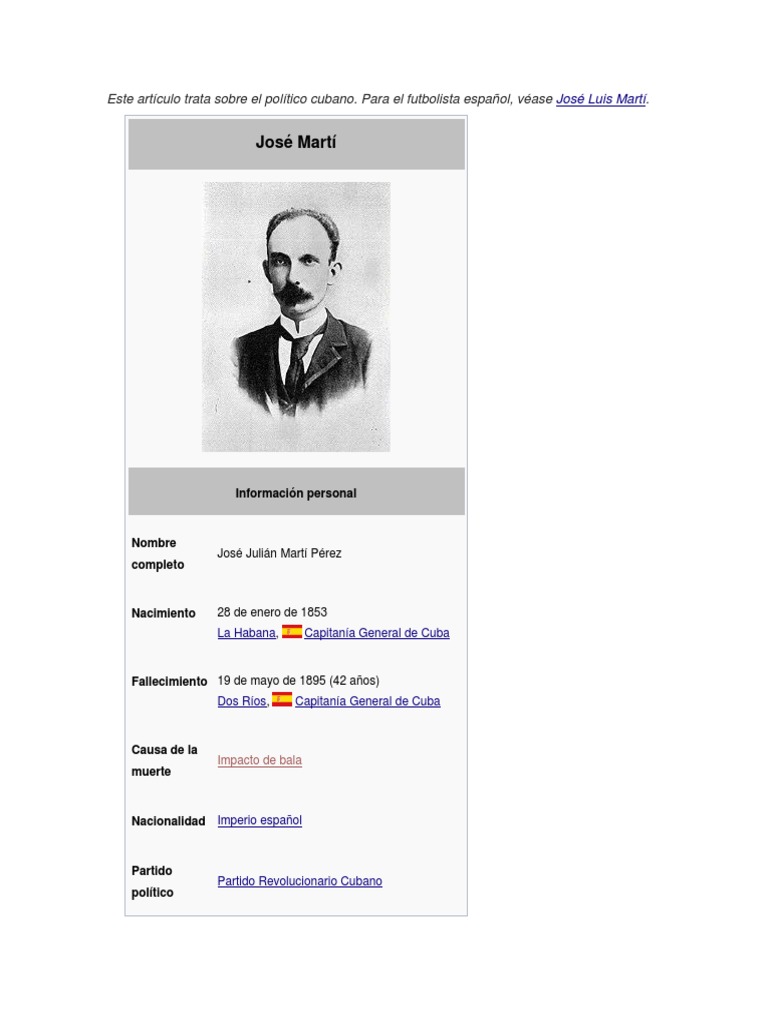 Biografia Jose Marti | PDF | Cuba | Conflicto armado