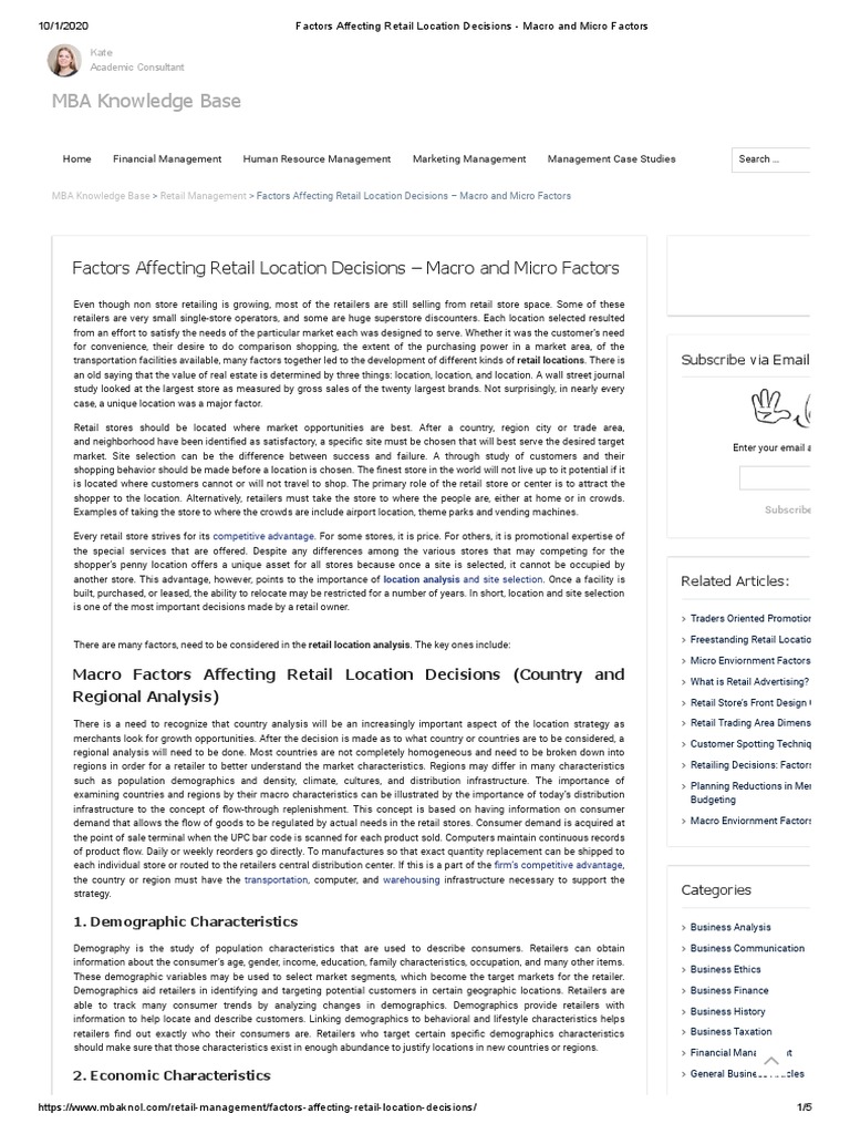 Factors Affecting Retail Location Decisions - Macro and Micro Factors ...