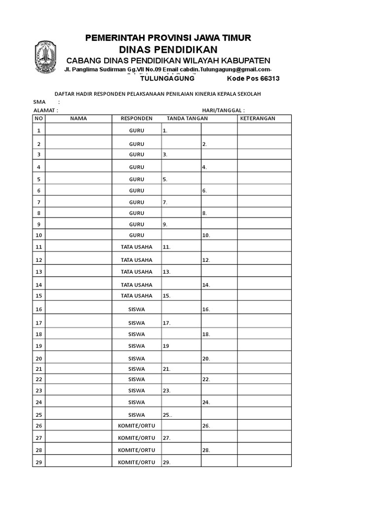 Daftar Hadir Responden | PDF