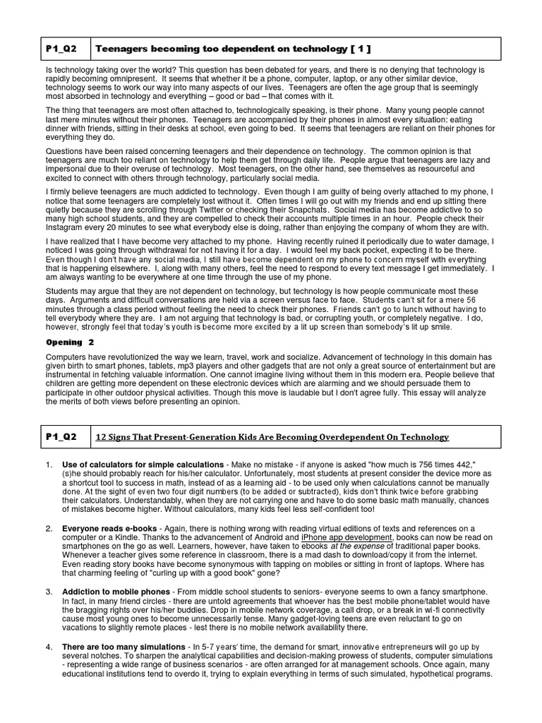 Teenagers' Overdependence on Technology | PDF | Adolescence | Social Media