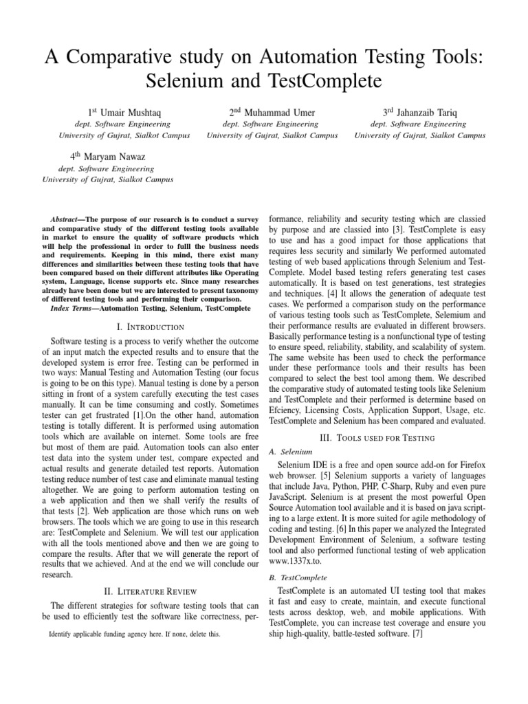 Automation Testing (Research Paper) | PDF | Selenium (Software ...
