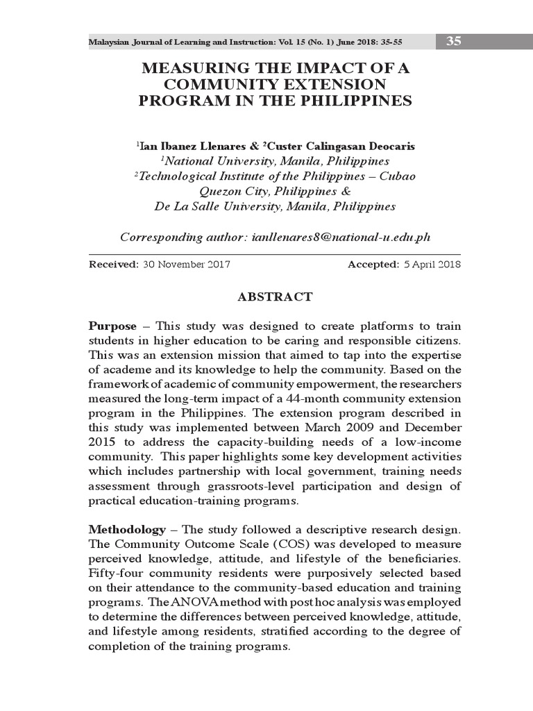 Bab2 Measuring The Impact of A Community Extension Program in The ...
