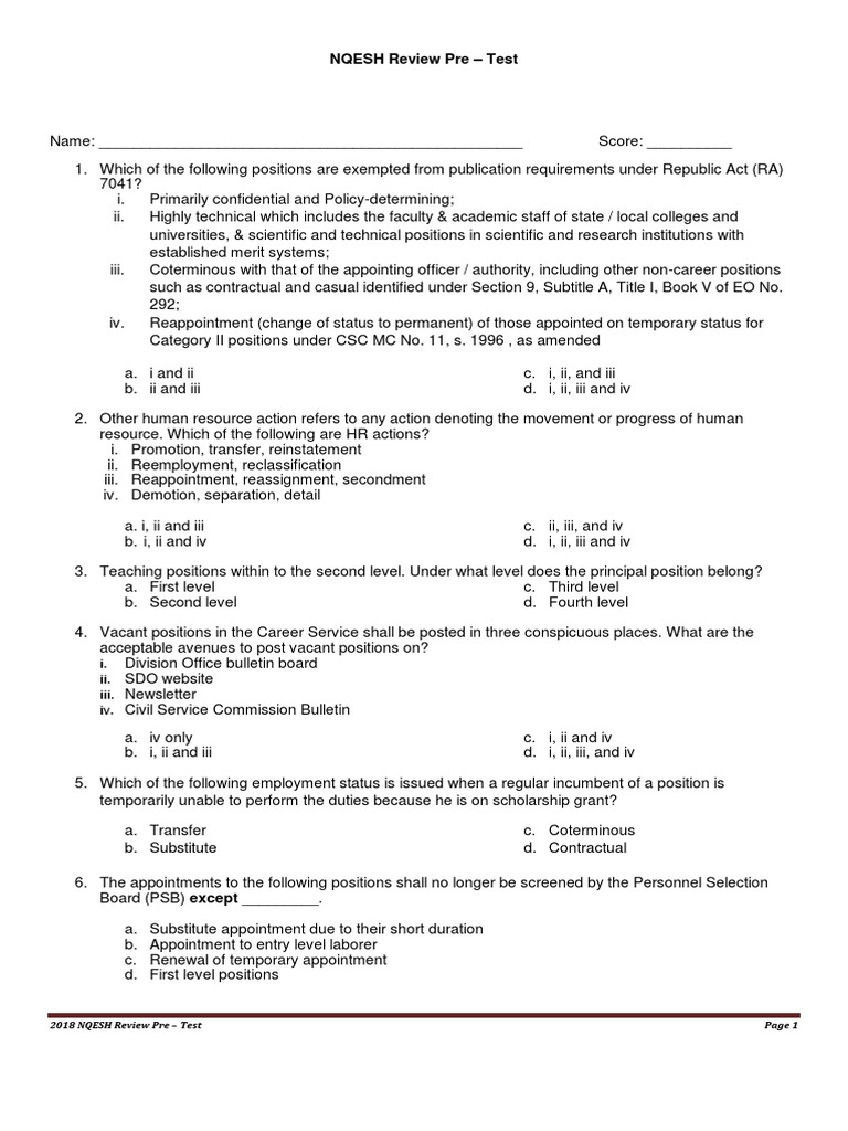 NQESH Pre-Test for Aspiring Principals | PDF | Doctorate | Teachers