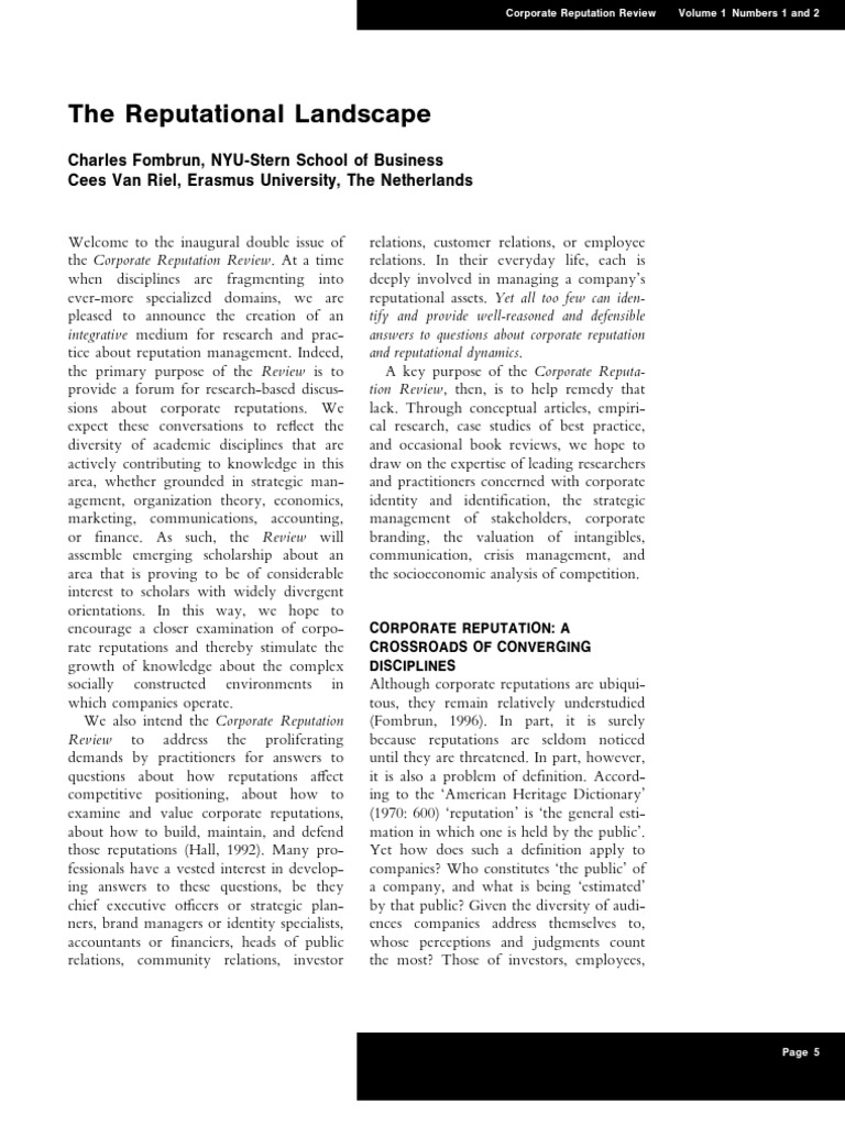 The Reputational Landscape | PDF | Reputation | Brand