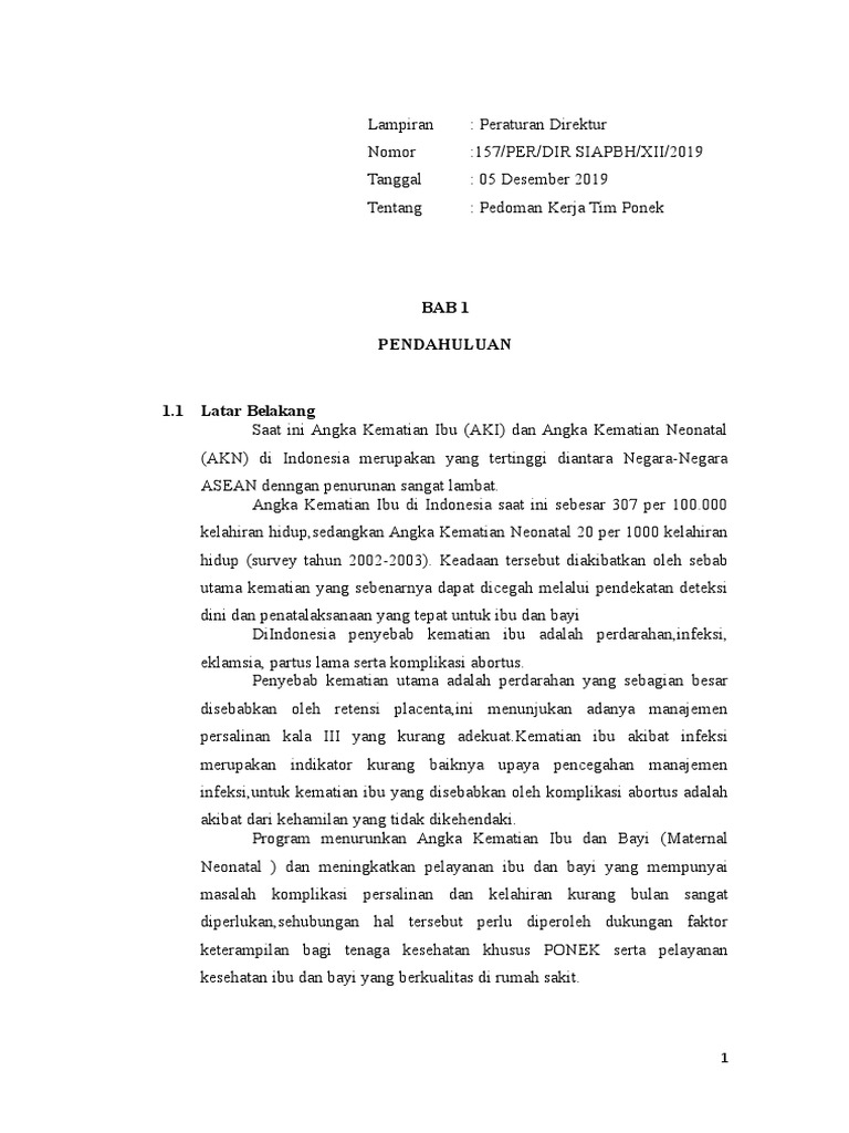 Pedoman Kerja Ponek | PDF