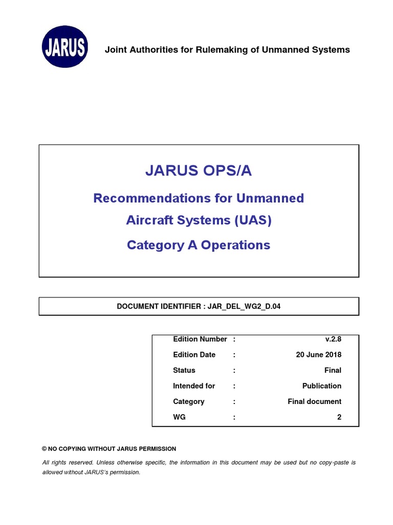 Jarus Sora Doc - 14 - Ops - Cat - A | PDF | Unmanned Aerial Vehicle ...