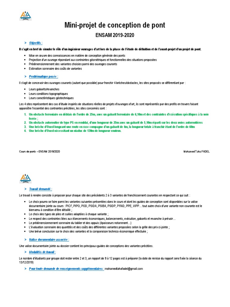 Mini-Projet de Conception Des Ponts PDF | PDF | Pont | Ingénierie