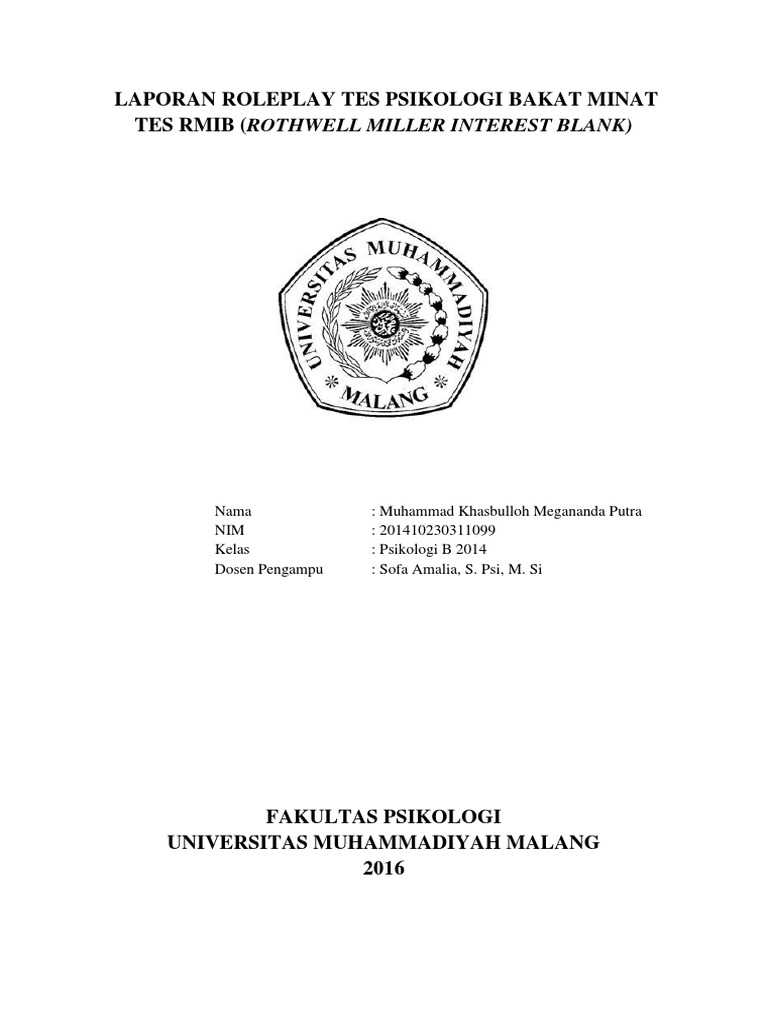 Panduan Tes RMIB untuk Mahasiswa | PDF
