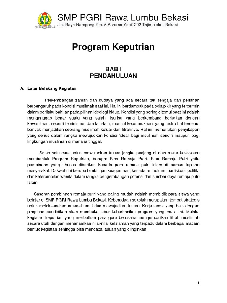 Program Keputrian SMP PGRI | PDF