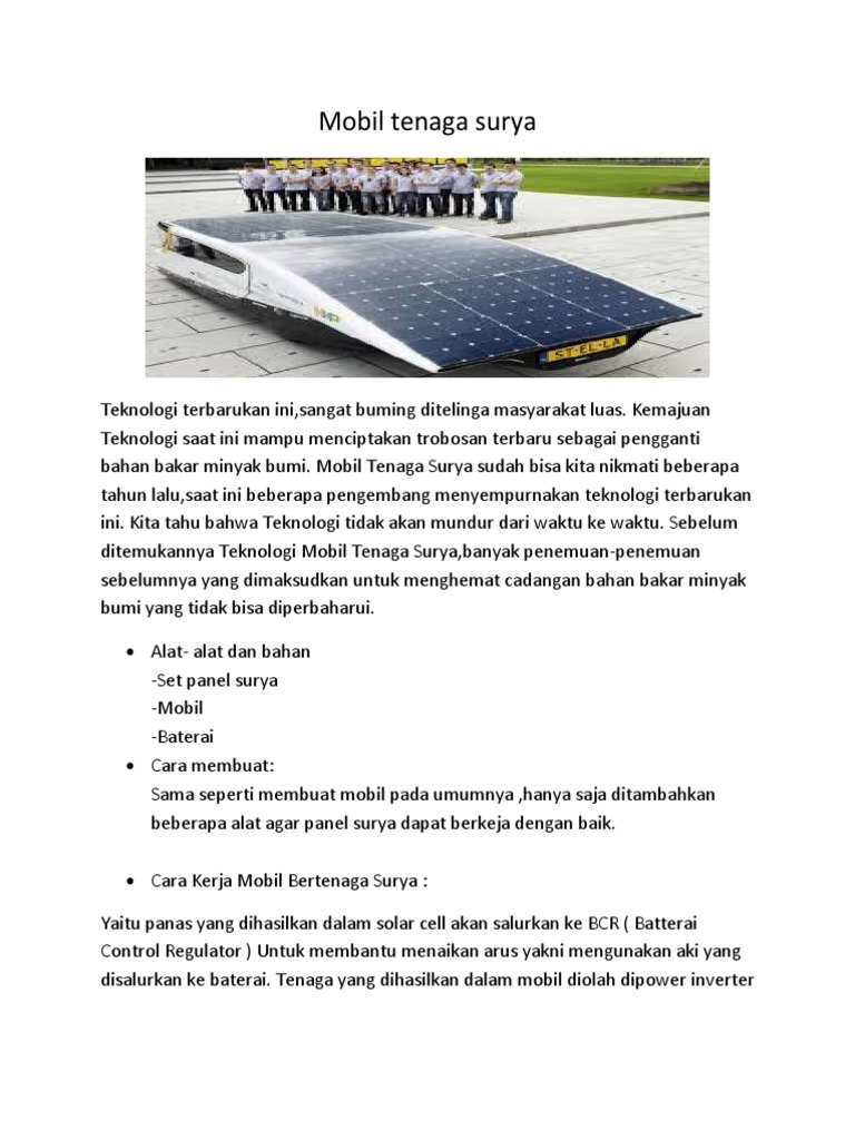 Mobil Tenaga Surya | PDF