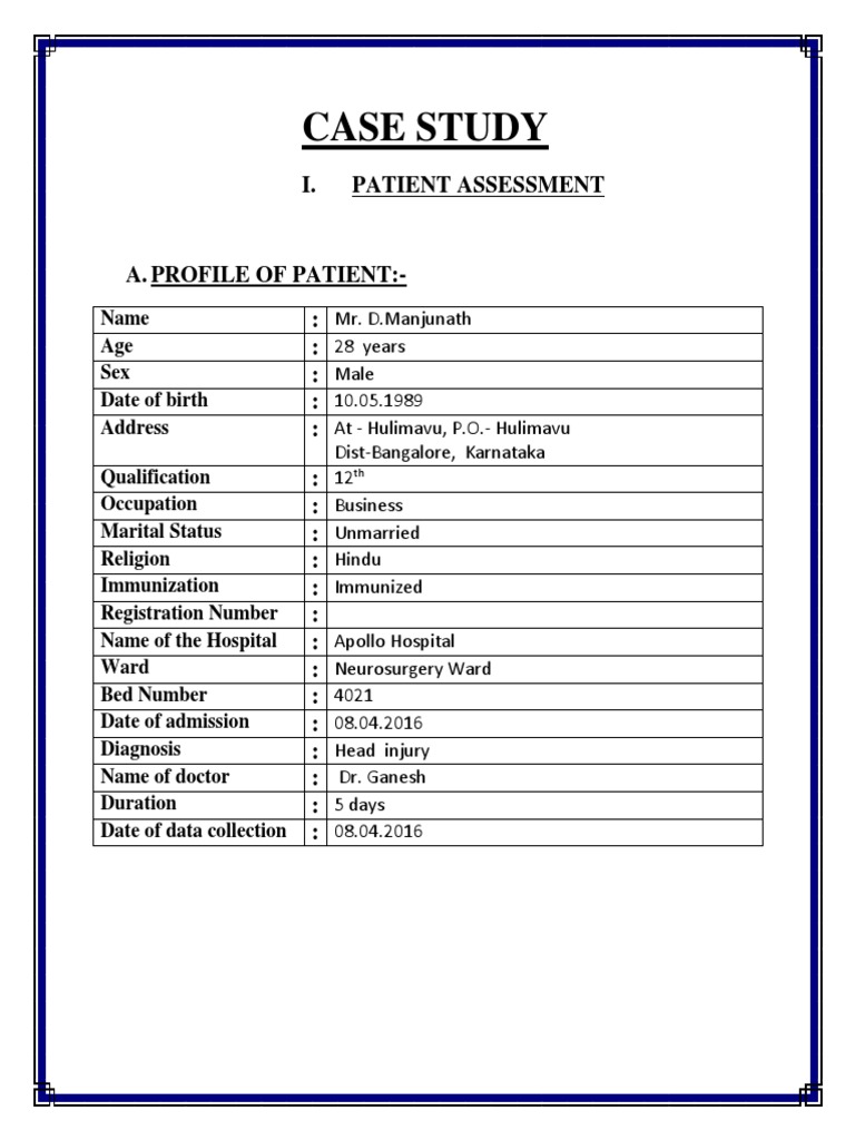 Head Injury Case Study of Mr. D. Manjunath | PDF | Brain | Brainstem