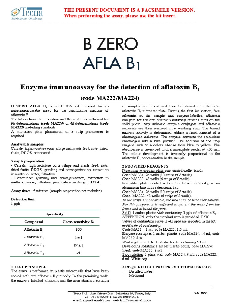 Aflatoxin B1 ELISA Kit Overview | PDF | Elisa | Laboratories