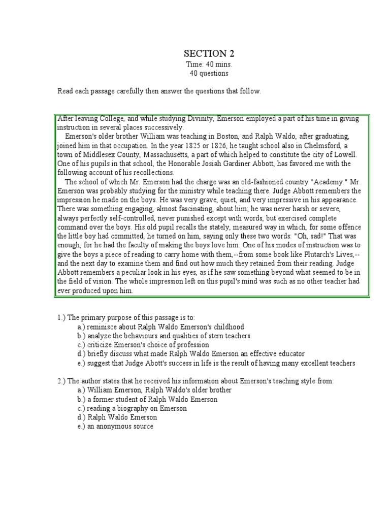 SSAT Upper Level Practice Test PDF | PDF | Cloud | Sky