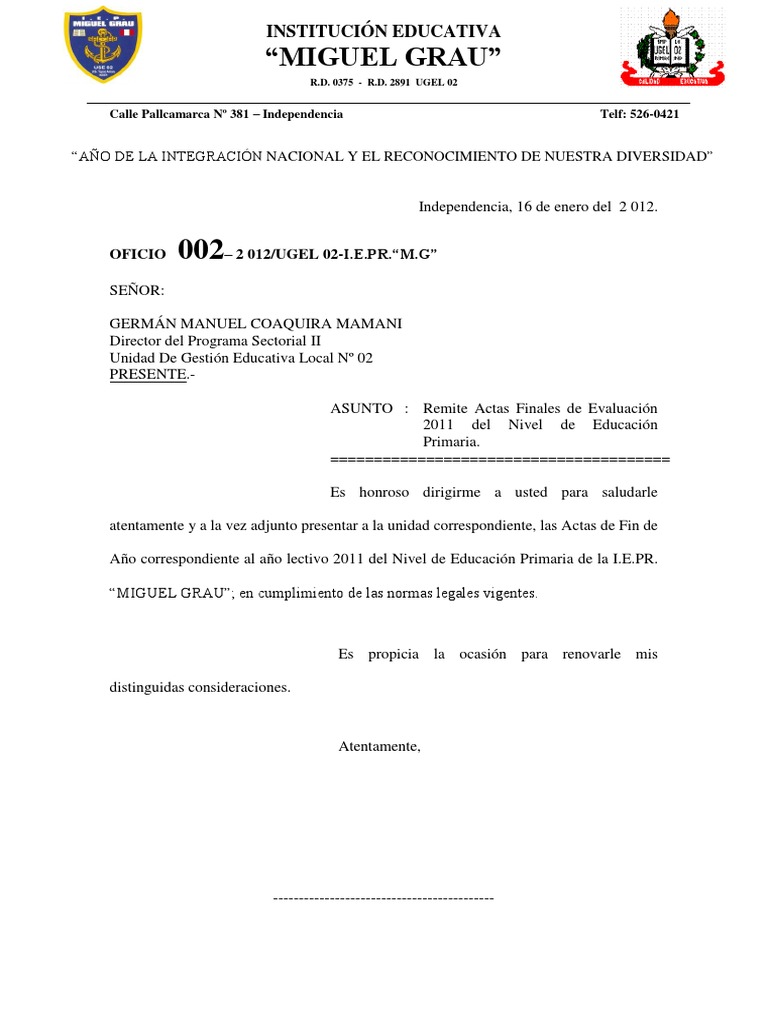 08 Oficio de Entrega de Actas | PDF