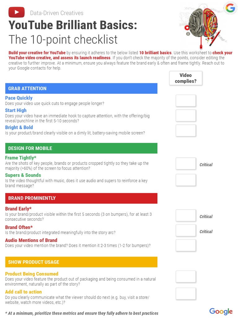 (CREATIVE CHECKLIST) YouTube | PDF | You Tube | Brand