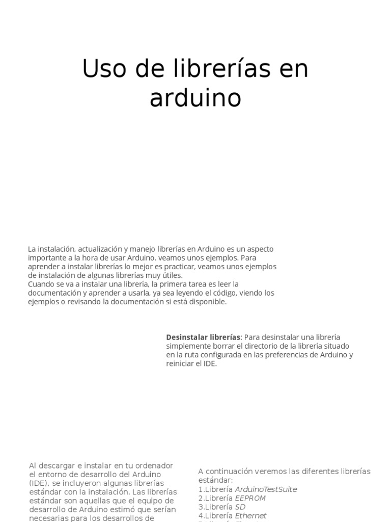 Uso de Librerías en Arduino | Descargar gratis PDF | Biblioteca (informática) | Arduino