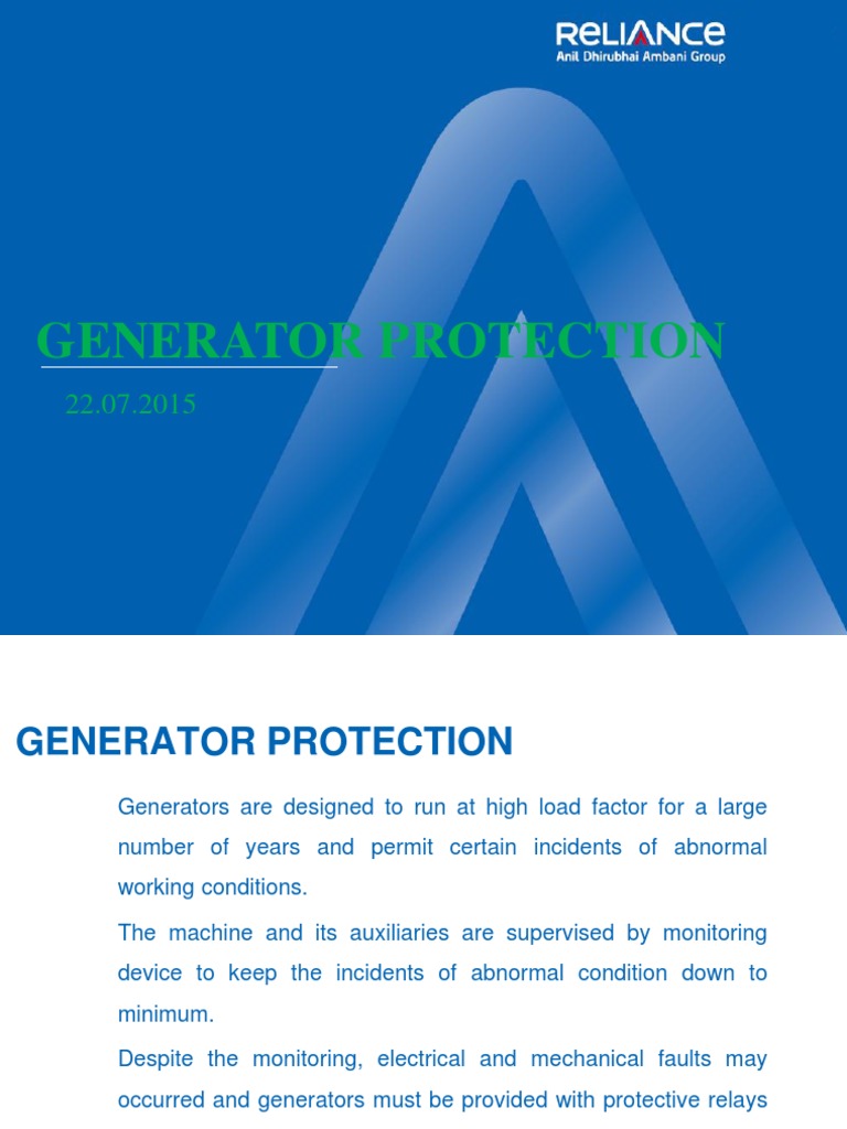 Comprehensive Guide to Generator Protection Systems | PDF | Electric ...