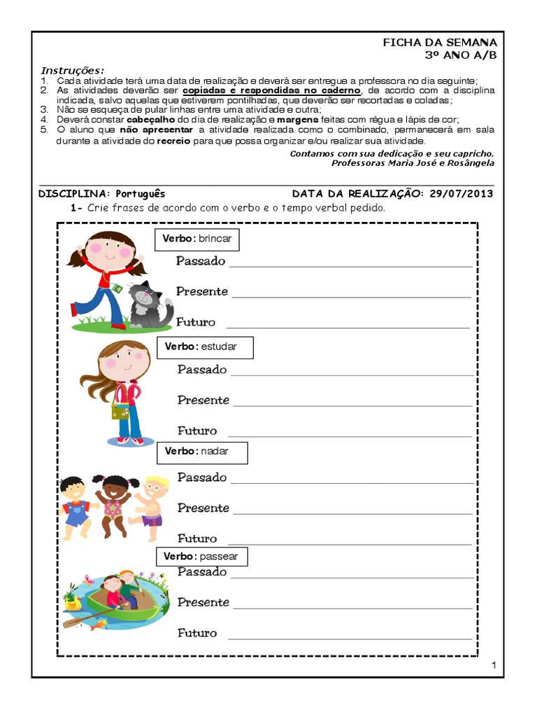 Ficha da semana com atividades para 3o ano | PDF