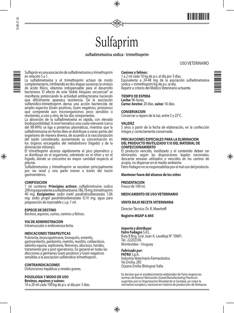 Sulfaprim Prospecto | PDF | Sodio | Drogas