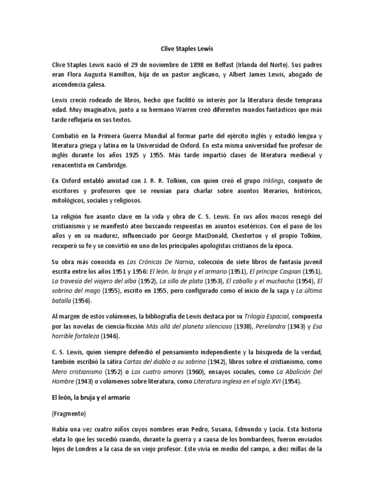Clive Staples Lewis | PDF | C. S. Lewis