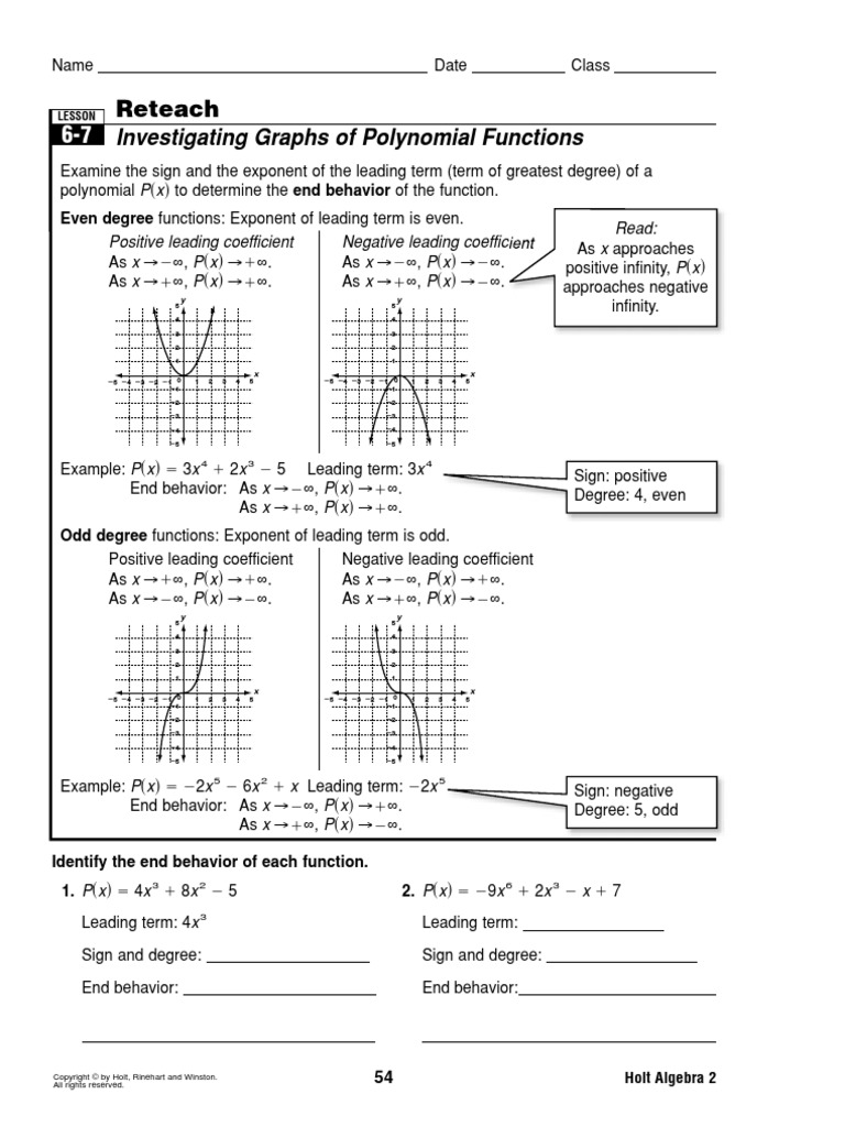 5-8 Reteach Analyze Graphs of Polynomial Functions | PDF | Polynomial | Abstract Algebra