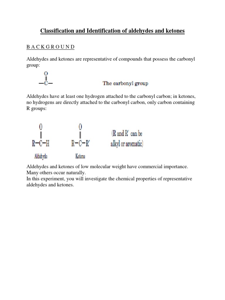 Classification and Identification of Aldehydes | PDF | Aldehyde | Ketone