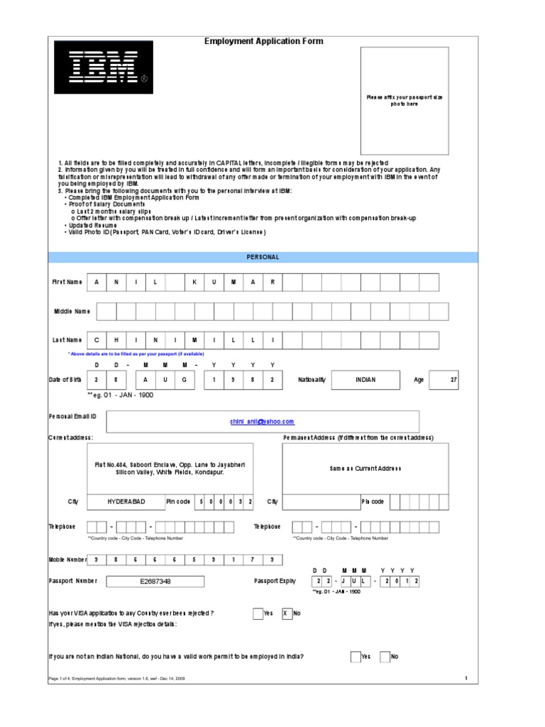 Employment Application Form - Version 1.6 | PDF | Disability | Employment